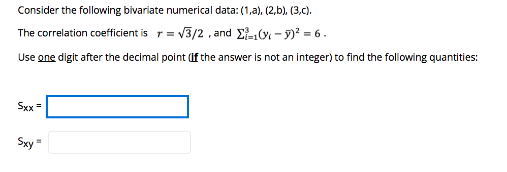 Solved Consider the following bivariate numerical data: | Chegg.com