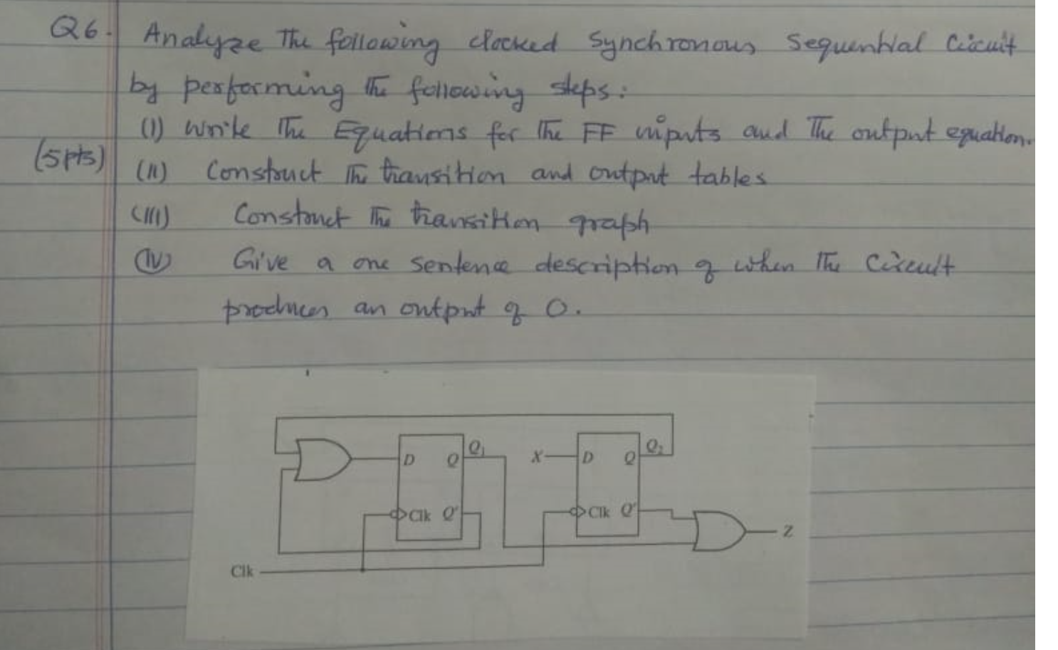 Solved Q6. Analyze the following clocked Synchronous | Chegg.com