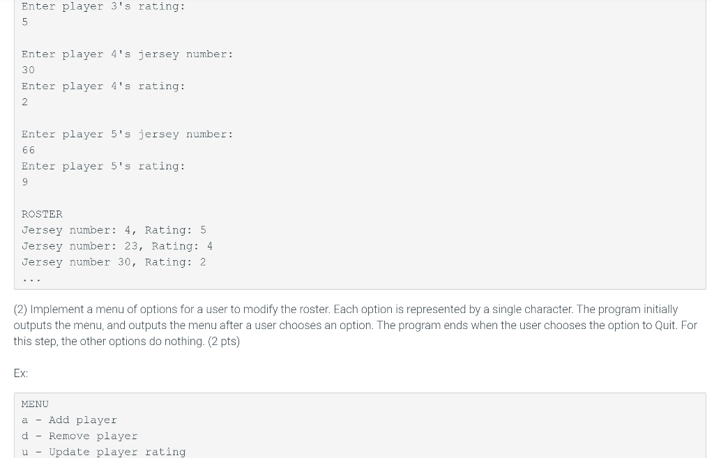 Solved 14.26 LAB*: Program: Soccer team roster | Chegg.com