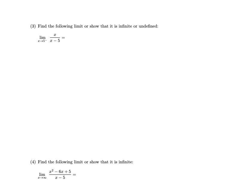 Solved (3) Find the following limit or show that it is | Chegg.com