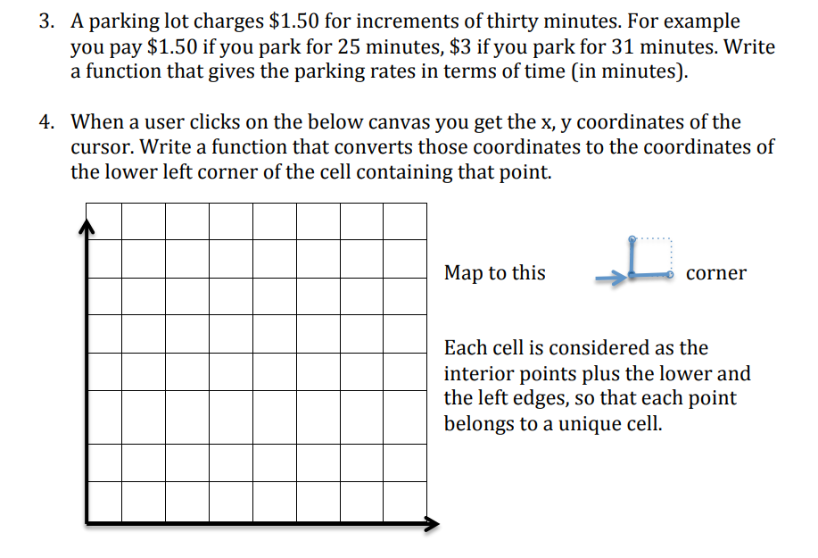 Solved 3. A parking lot charges $1.50 for increments of | Chegg.com