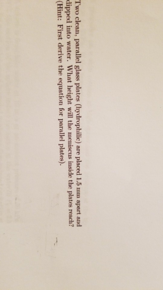 Solved Two clean, parallel glass plates (hydrophilic) are | Chegg.com