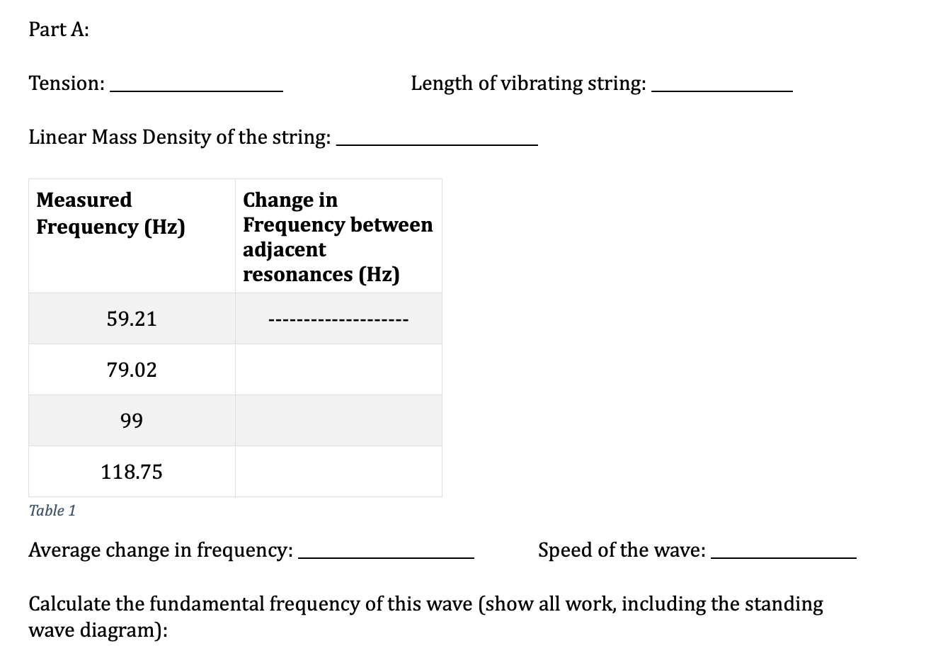 Solved Part A: Tension: Length of vibrating string: Linear | Chegg.com