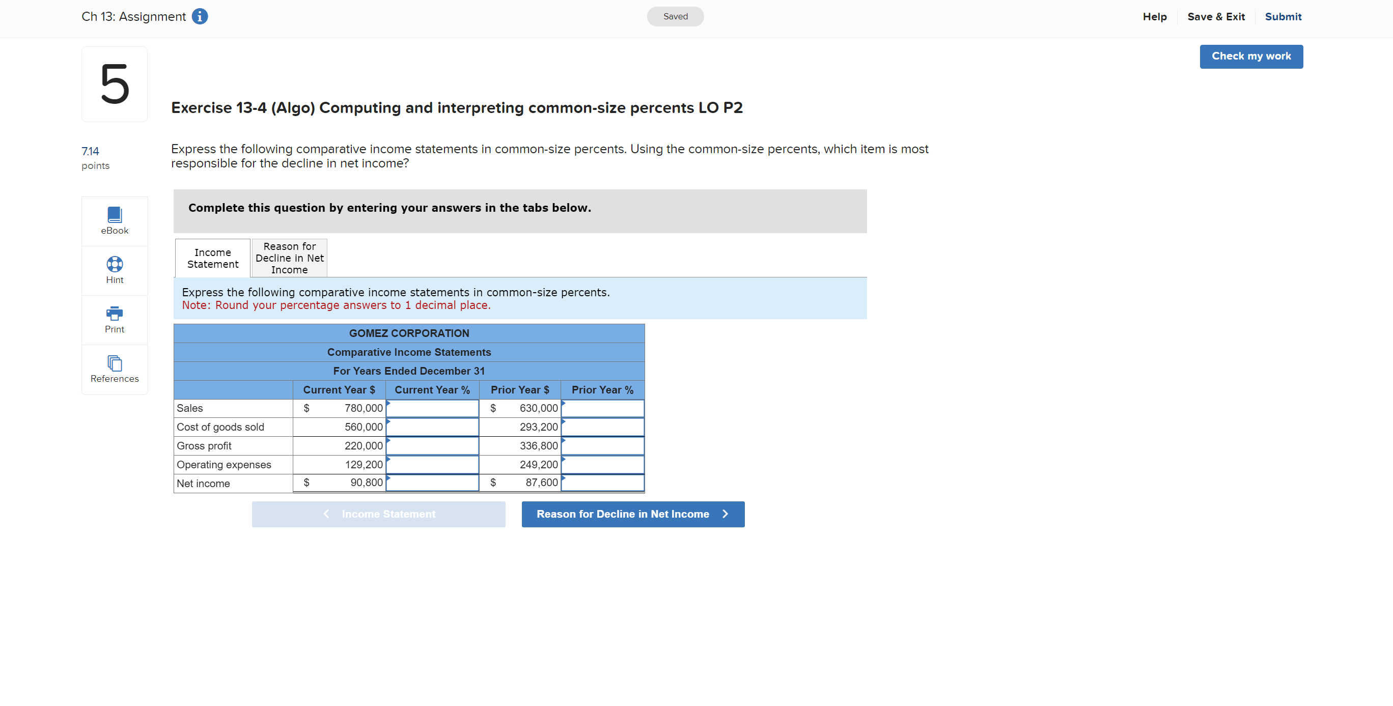 Solved Exercise 13-4 (Algo) Computing and interpreting | Chegg.com