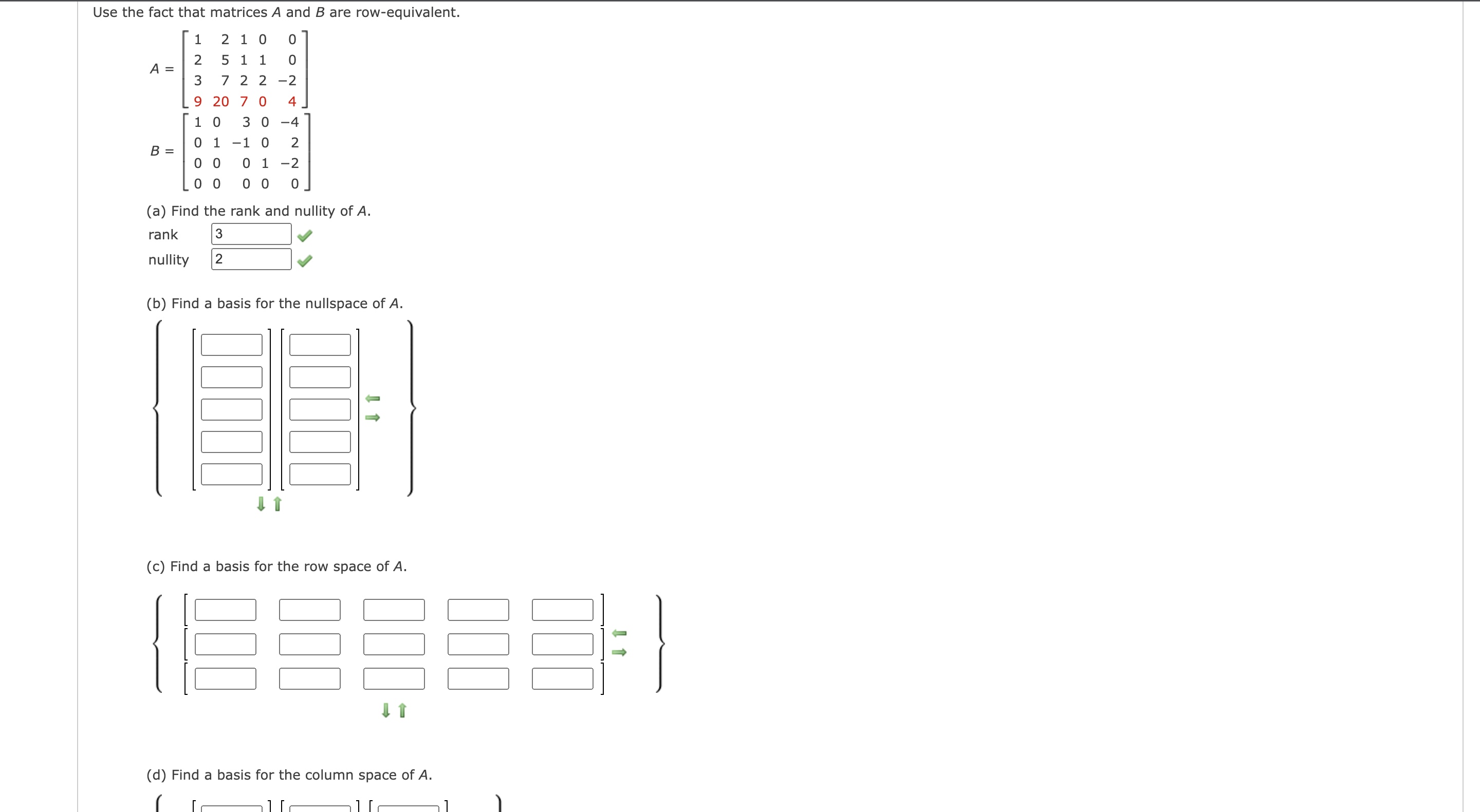 Solved Use the fact that matrices A and B are | Chegg.com