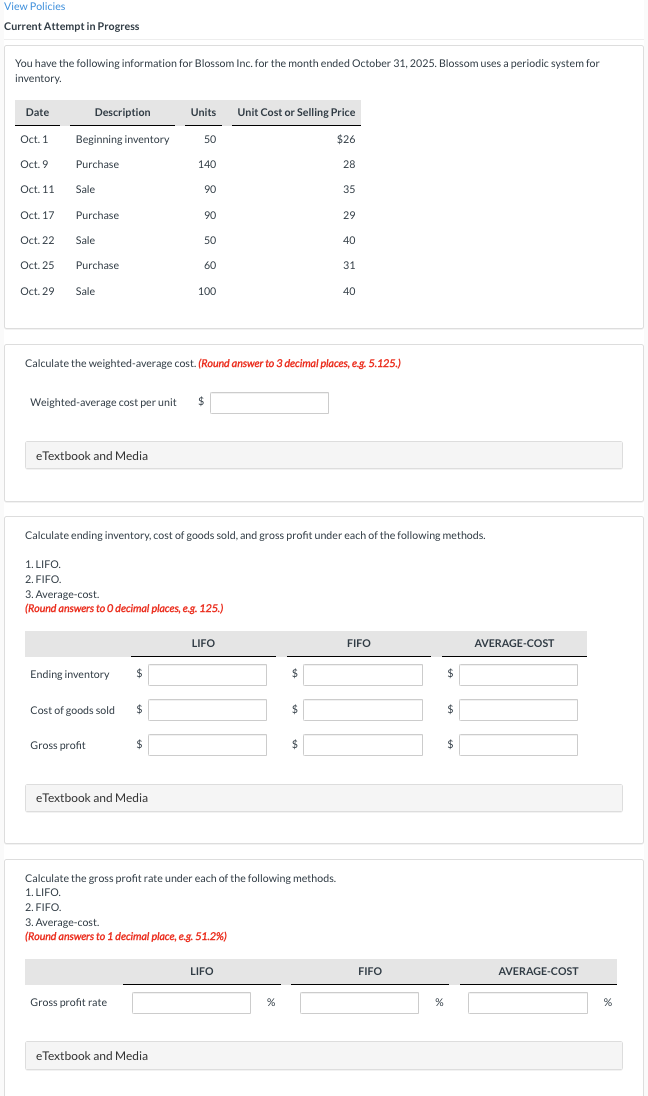 Solved You have the following information for Blossom Inc. | Chegg.com