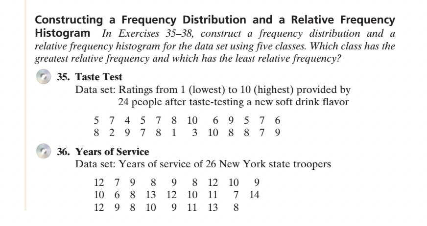 Solved Constructing a Frequency Distribution and a Relative | Chegg.com