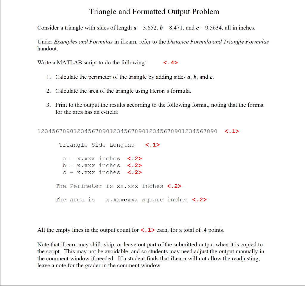 Solved Triangle and Formatted Output Problem Consider a | Chegg.com
