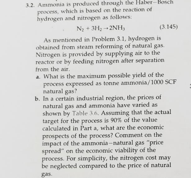 3.2. Ammonia is produced through the Haber-Bosch | Chegg.com