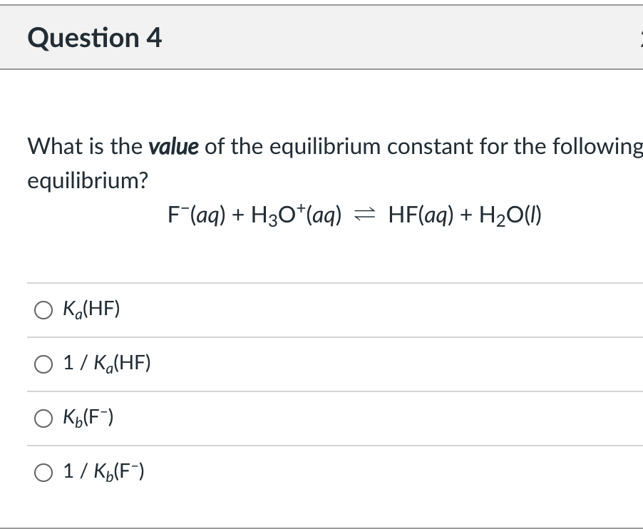 Solved Question 4 What is the value of the equilibrium | Chegg.com
