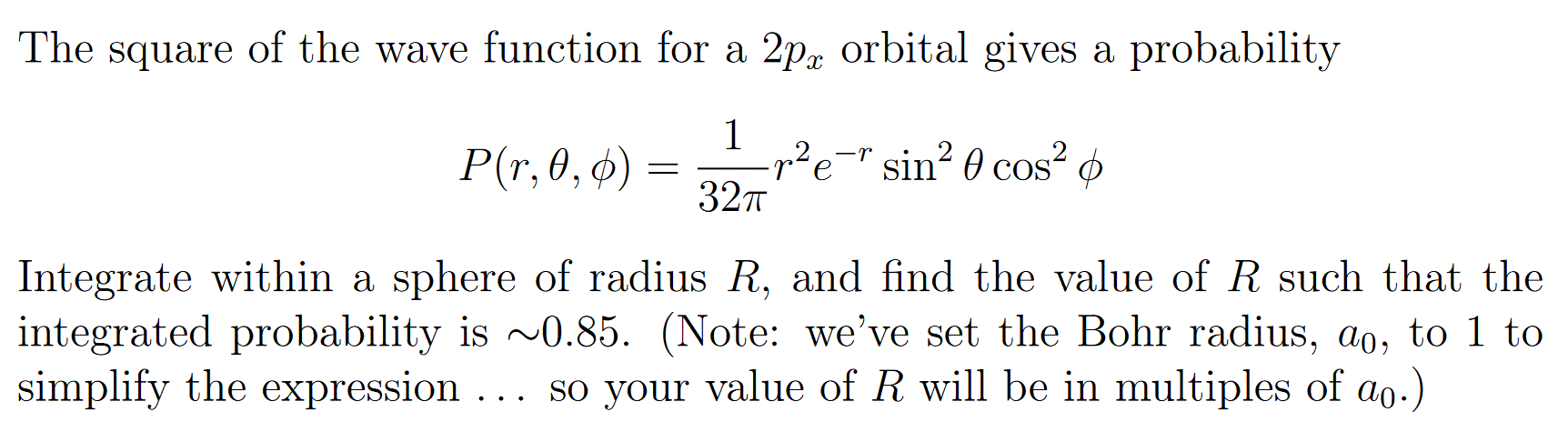 Solved The square of the wave function for a 2pc orbital | Chegg.com
