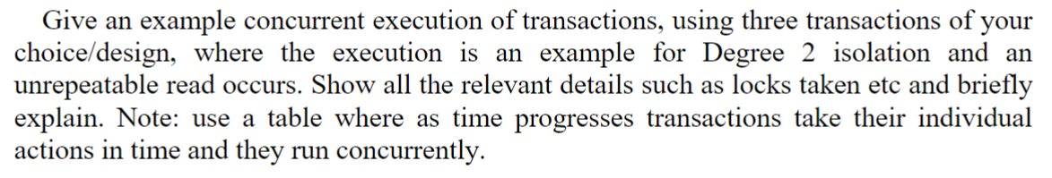 Solved Give An Example Concurrent Execution Of Transactions