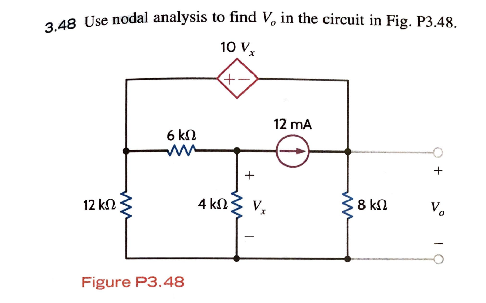Solved 3.48 Use nodal analysis to find Vo in the circuit in | Chegg.com