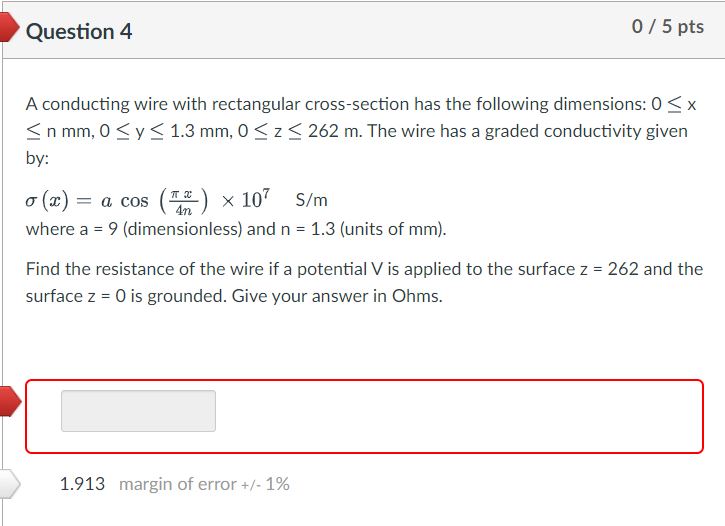 Solved A conducting wire with rectangular cross-section has | Chegg.com