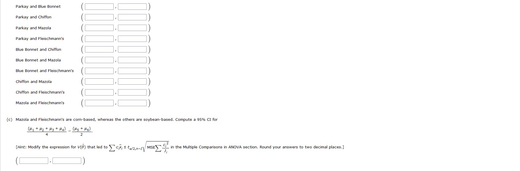 Solved Samples of six different brands of diet/imitation | Chegg.com