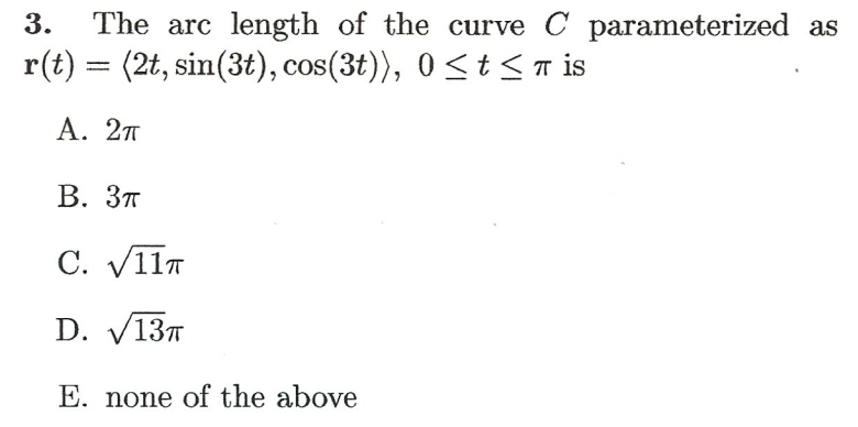 Solved 3 The Arc Length Of The Curve C Parameterized As