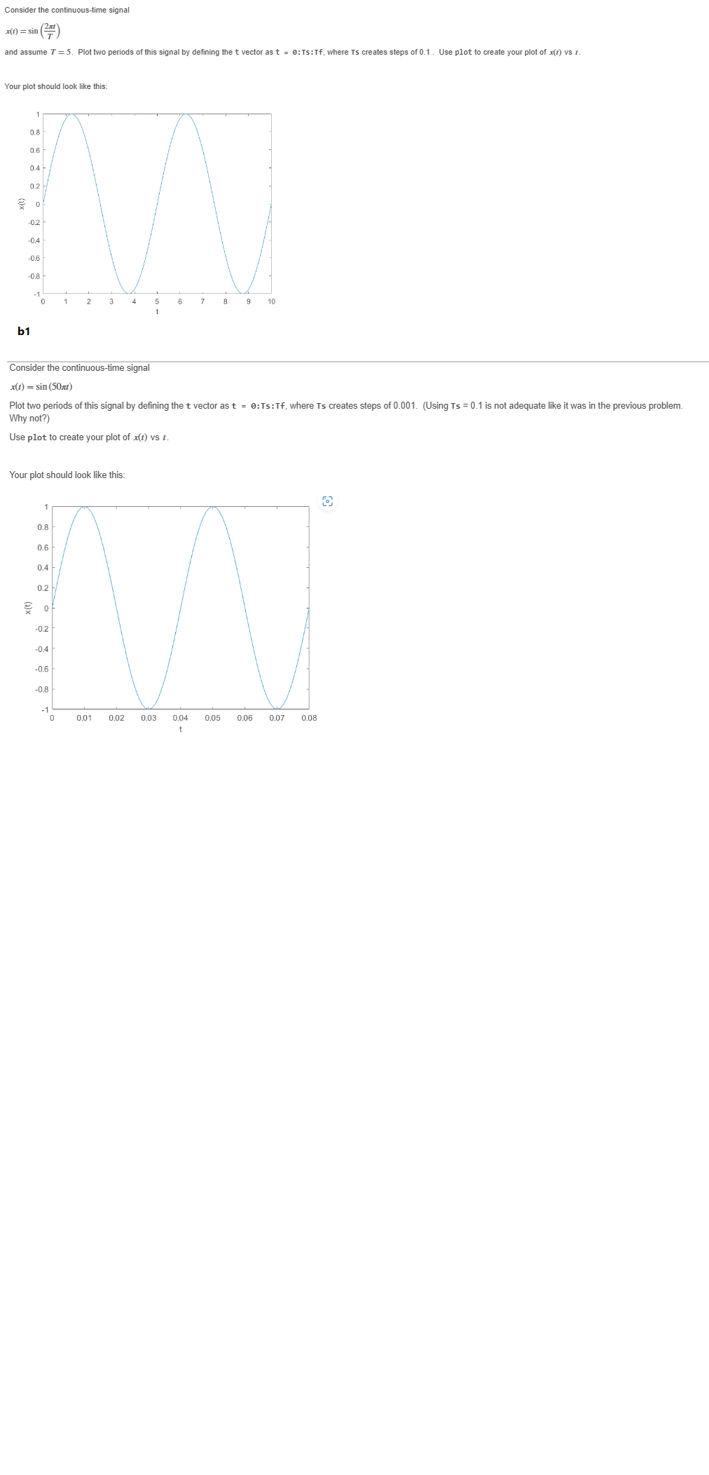 Solved Consider the continuous-time signal x(t)=sin(T2πt) | Chegg.com