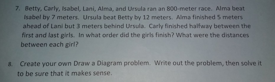Solved 7. Betty, Carly, Isabel, Lani, Alma, and Ursula ran | Chegg.com