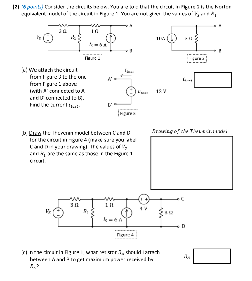 Solved (2) (6 ﻿points) ﻿Consider the circuits below. You are | Chegg.com