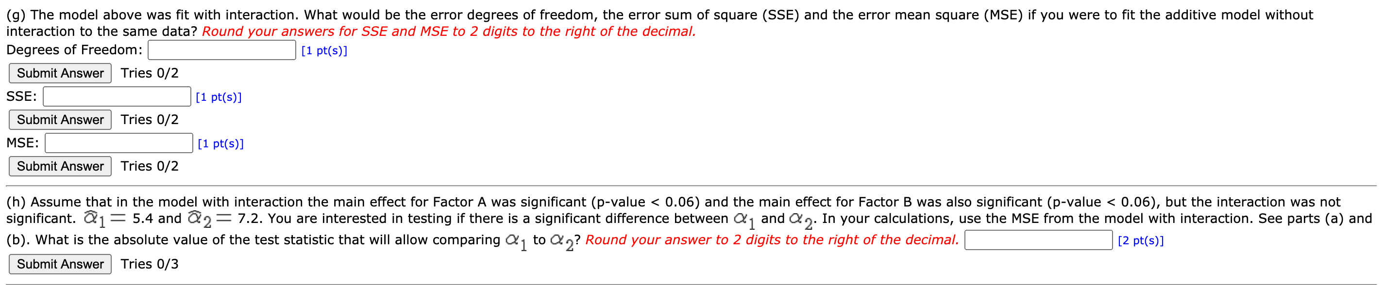 Solved A two-way analysis of variance model with interaction | Chegg.com