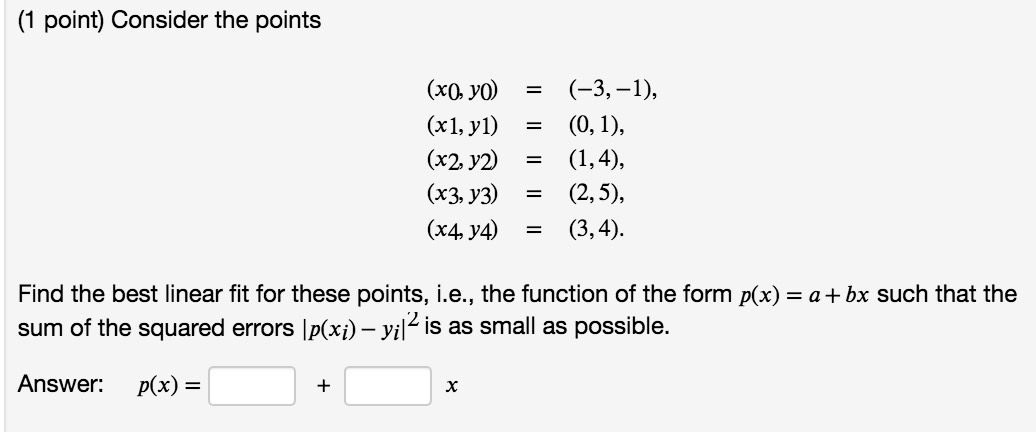 Solved (1 point) Consider the | Chegg.com