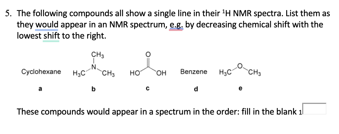 Solved The following compounds all show a single line in | Chegg.com