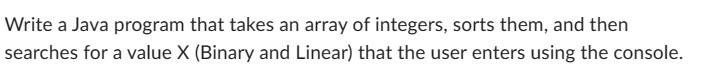 Solved Write a Java program that takes an array of integers, | Chegg.com