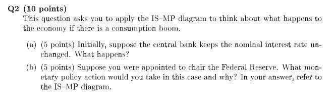 Solved This question asks you to apply the IS-MP diagram to | Chegg.com