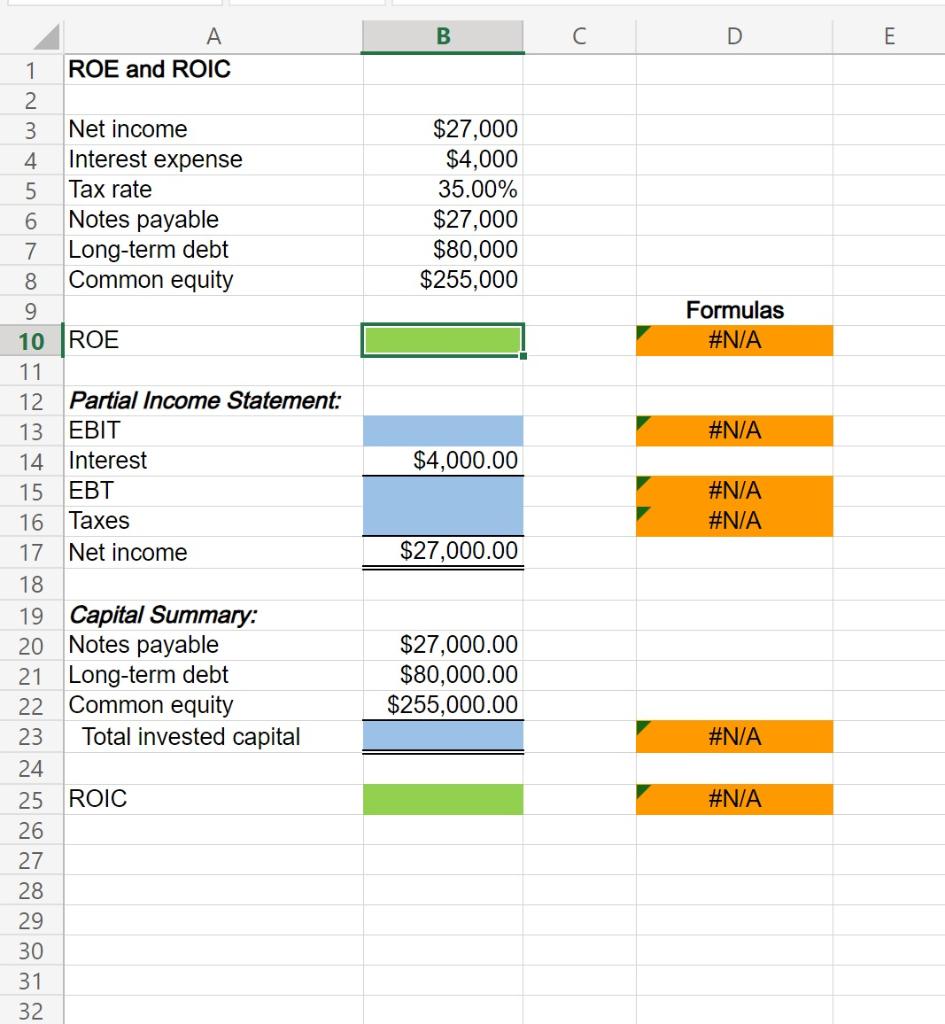 Solved Excel Online Structured Activity: ROE and ROIC Baker | Chegg.com