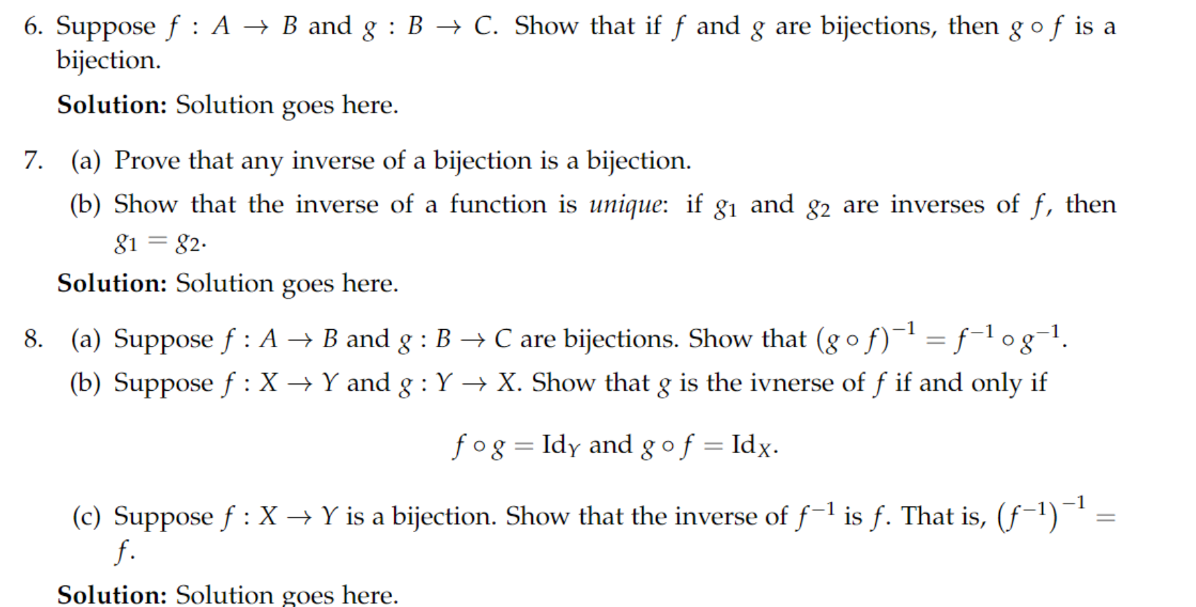 Solved 6. Suppose f:A→B and g:B→C. Show that if f and g are | Chegg.com