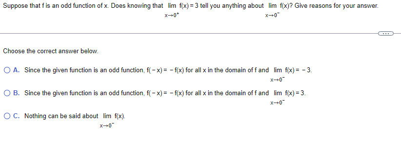 Solved Suppose that f is an odd function of x. Does knowing | Chegg.com