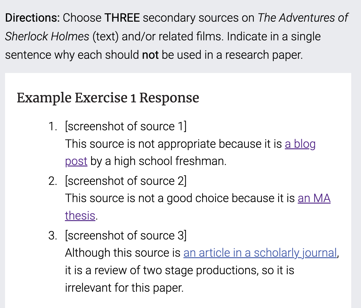Directions: Choose THREE secondary sources on The | Chegg.com