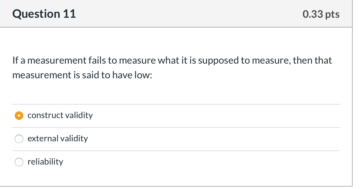 Solved Question 11 0.33 pts If a measurement fails to | Chegg.com