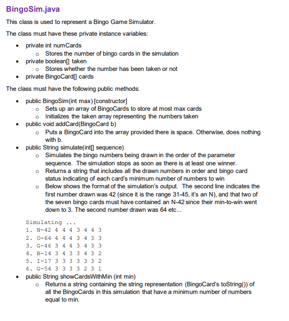 Solved Introduction Bingo is an exciting game of chance that | Chegg.com
