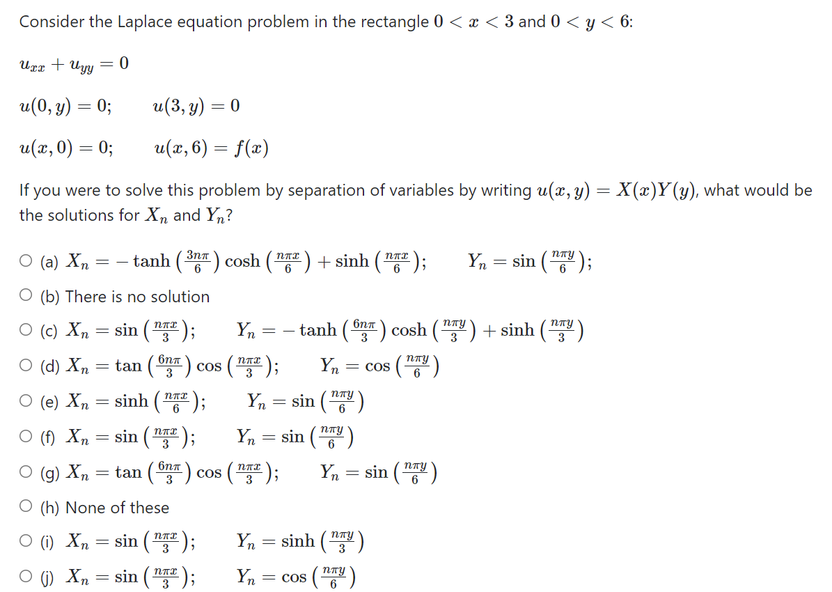 Solved Consider the Laplace equation problem in the | Chegg.com