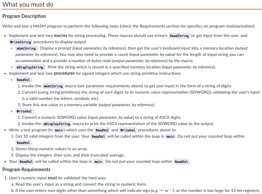 Program Description Write And Test A Masm Program To