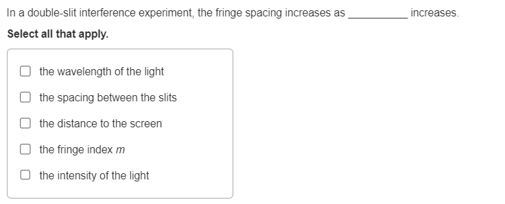 Solved In a double-slit interference experiment, the fringe | Chegg.com