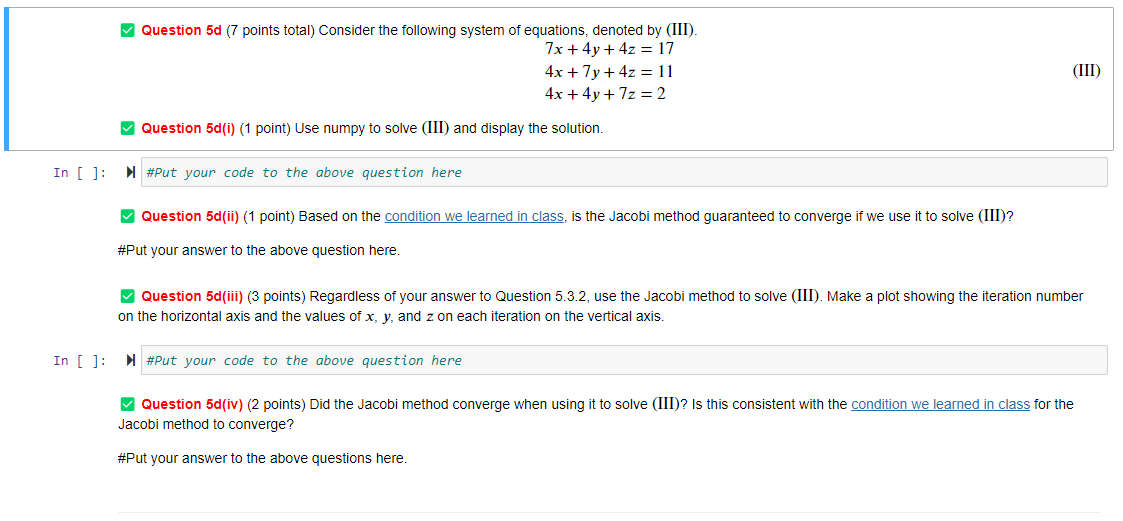 Solved 5. Convergence of the Jacobi Method ( 25 points) In | Chegg.com