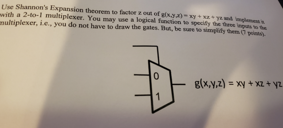 Solved Use Shannon's Expansion theorem to factor z out of | Chegg.com