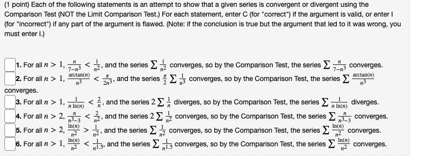 Solved (1 point) Each of the following statements is an | Chegg.com