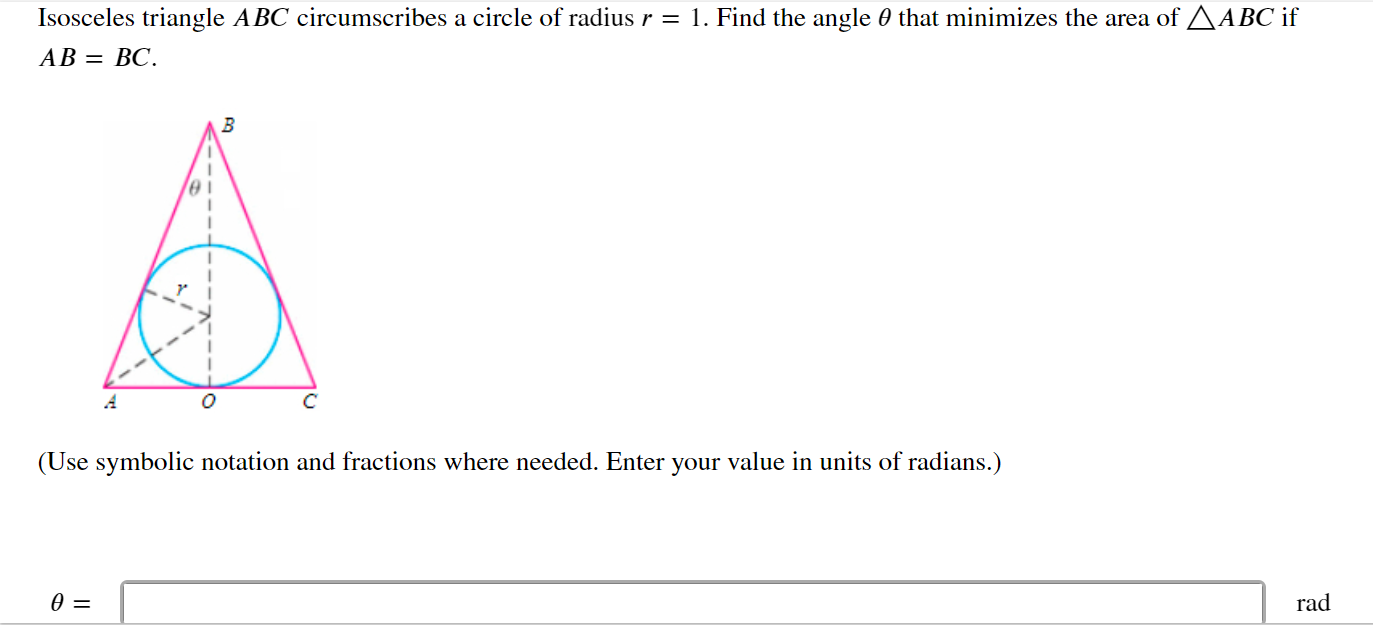 Solved Isosceles triangle ABC circumscribes a circle of | Chegg.com