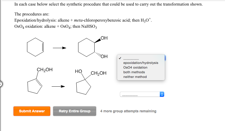 Solved In each case below select the synthetic procedure | Chegg.com