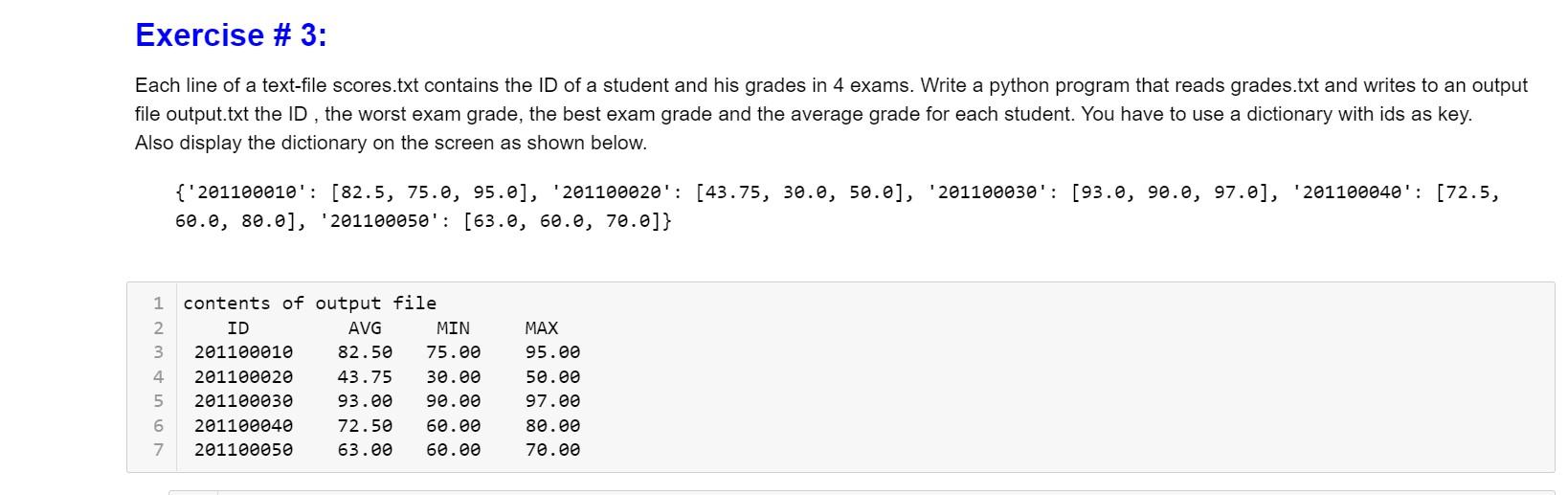 Solved Exercise # 3: Each line of a text-file scores.txt | Chegg.com