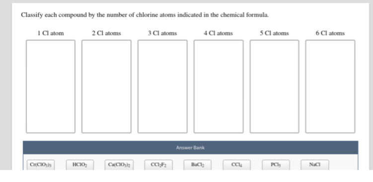 Solved Classify each compound by the number of chlorine | Chegg.com