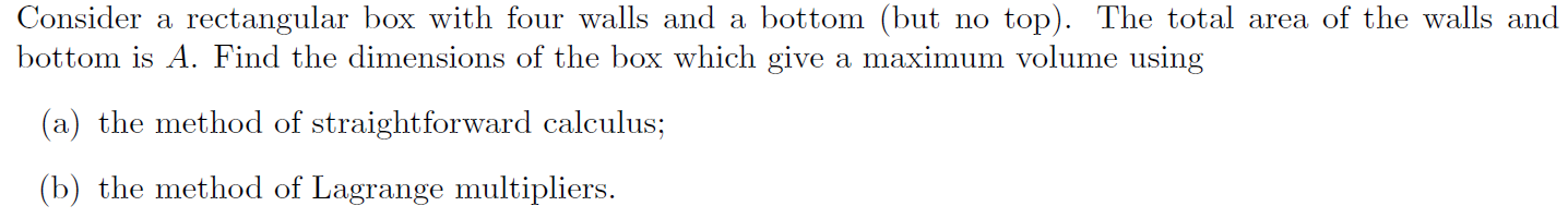 Solved Consider a rectangular box with four walls and a | Chegg.com