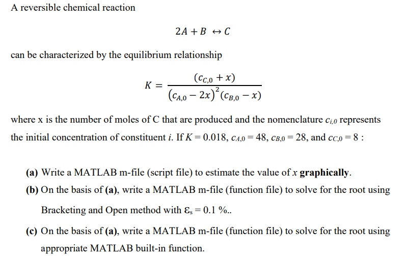 Solved A reversible chemical reaction 2A+B↔C can be | Chegg.com