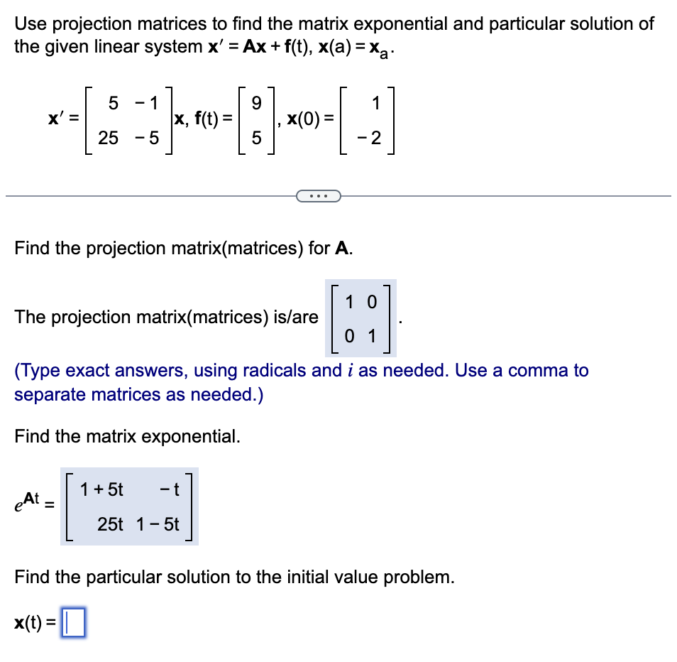 Solved Find the projection matrix(matrices) ﻿for A.The | Chegg.com