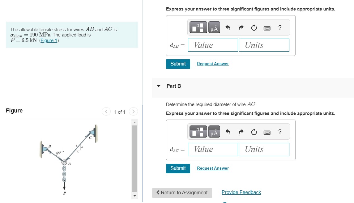 Solved The allowable tensile stress for wires AB and AC is | Chegg.com