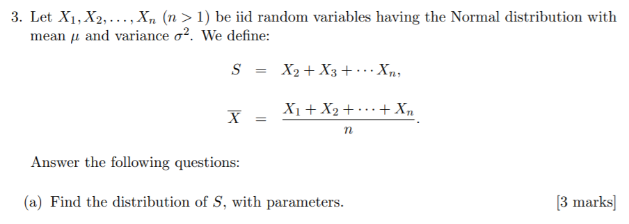 Solved 3. Let X1, X2, ..., Xn (n > 1) be iid random | Chegg.com