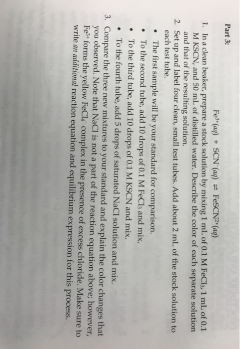 Solved Part 3 1. In a clean beaker, prepare a stock solution | Chegg.com